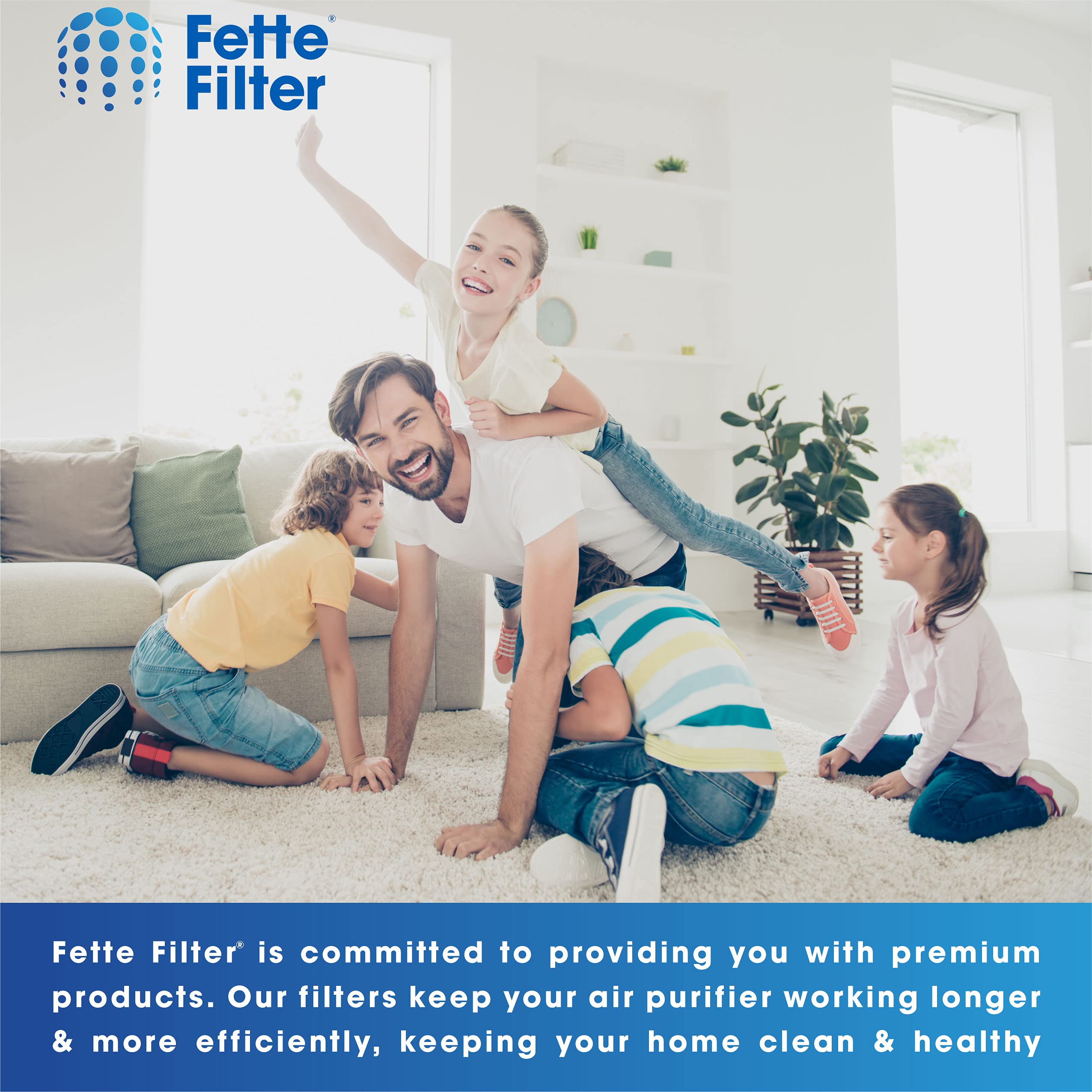 Fette Filter - RP-AP068 Replacement Filter, Compatible with RENPHO Air Purifier RP-AP068 RP-AP068W RP-AP068B RP-AP068-F2 Filter, 3-in-1 H13 Grade True HEPA Filters - Pack of 2