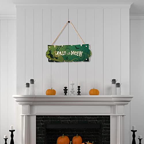 FRAKYEN Welcome Sign for Front Door Halloween Hanging Decoration Halloween House Sign Atmosphere Night Light Wall Crafts Decoration Wooden Pendant