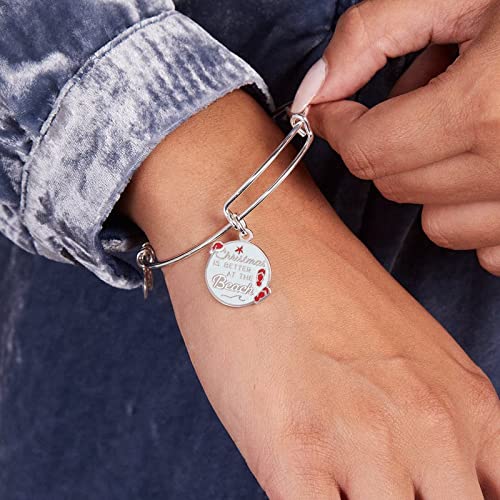 Alex and Ani Holiday Expandable Bangle for Women, Sand is the New Snow Charm, Shiny Rose Gold Finish, 2 to 3.5 in