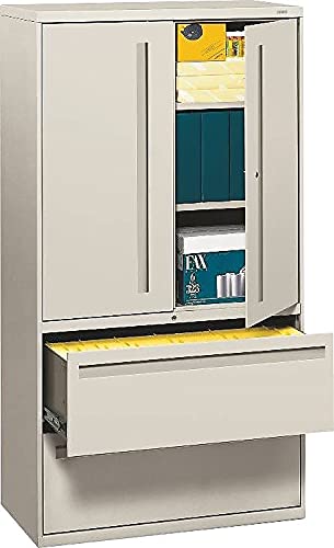 HON 785LSQ 700 Series Lateral File w/Storage Cabinet, 36w x 18d x 64.25h, Light Gray