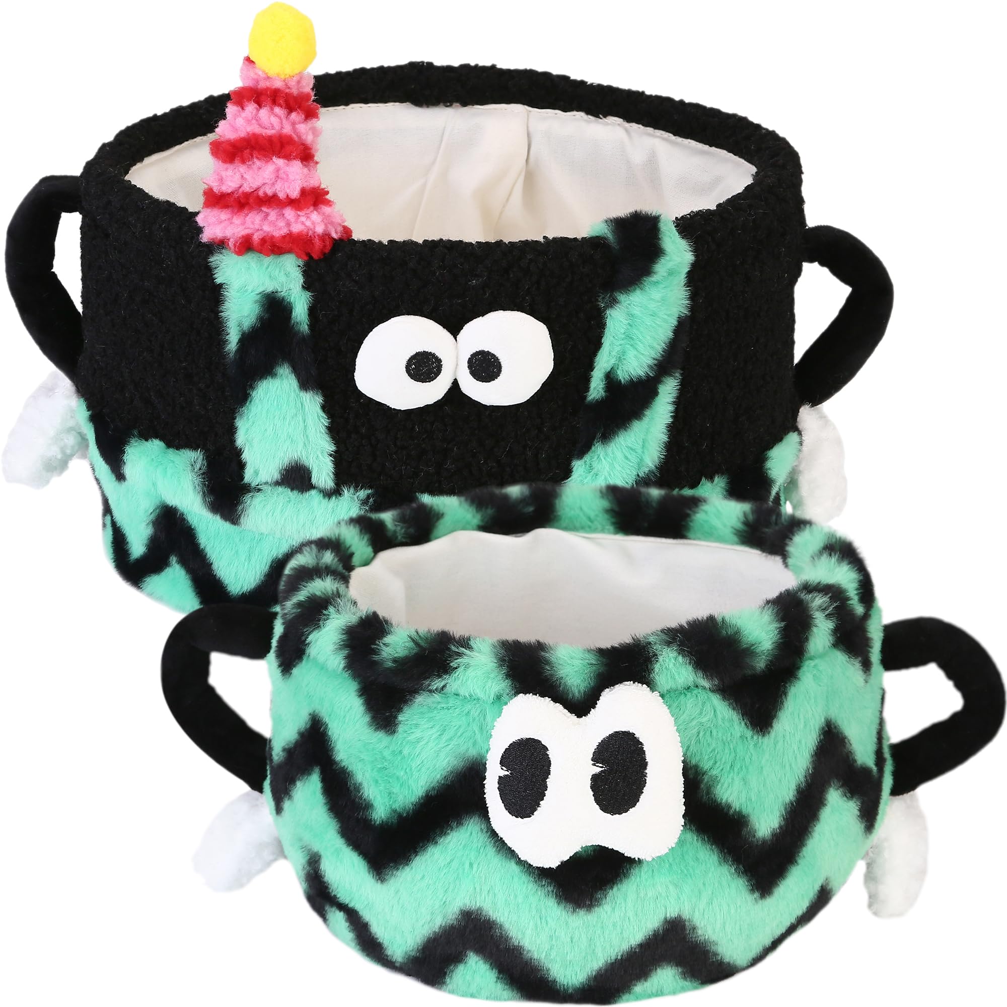 Sea Team 2-Pack Little Monster Storage Baskets, Round Fabric Storage Bins, Shelf Basket, Closet Organizers for Kid’s Room, Violet