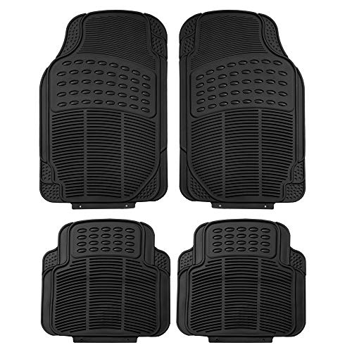 FH Group Automotive Floor Mats - Heavy-Duty Rubber Floor Mats for Cars, Universal Fit Full Set, ClimaProof Floor Mats, Trimmable Floor Mats For Most Sedan, SUV, Truck Floor Mats Black