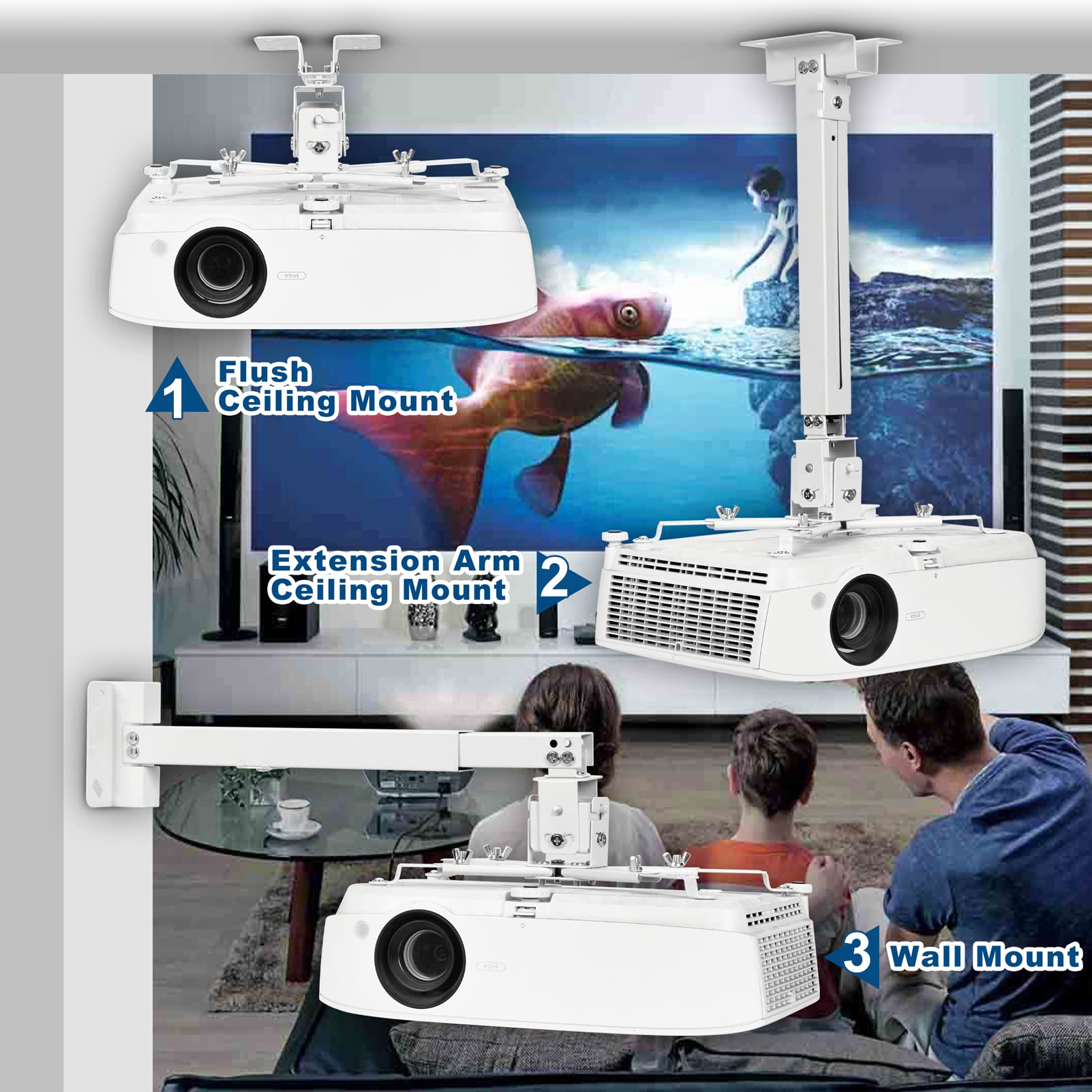 DAWASAPAT Adjustable Projector Ceiling/Wall Mount - Universal Bracket for Projector Mounting