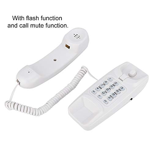 Corded Wall Phone Without Caller ID, Desktop Landline Corded Telephone for Home,Hotel,Living Room,School and Office,Powered by Telephone Line(White)