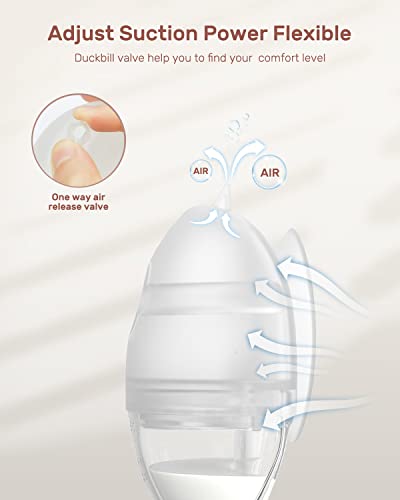 Grownsy Manual Breast Pump, Silicone Milk Collector Shells for Breastmilk, Wearable Breast Milk Catcher for Breastfeeding, Kick-Proof with Sealed Flange, Breastfeeding Essentials for Nursing Newborns