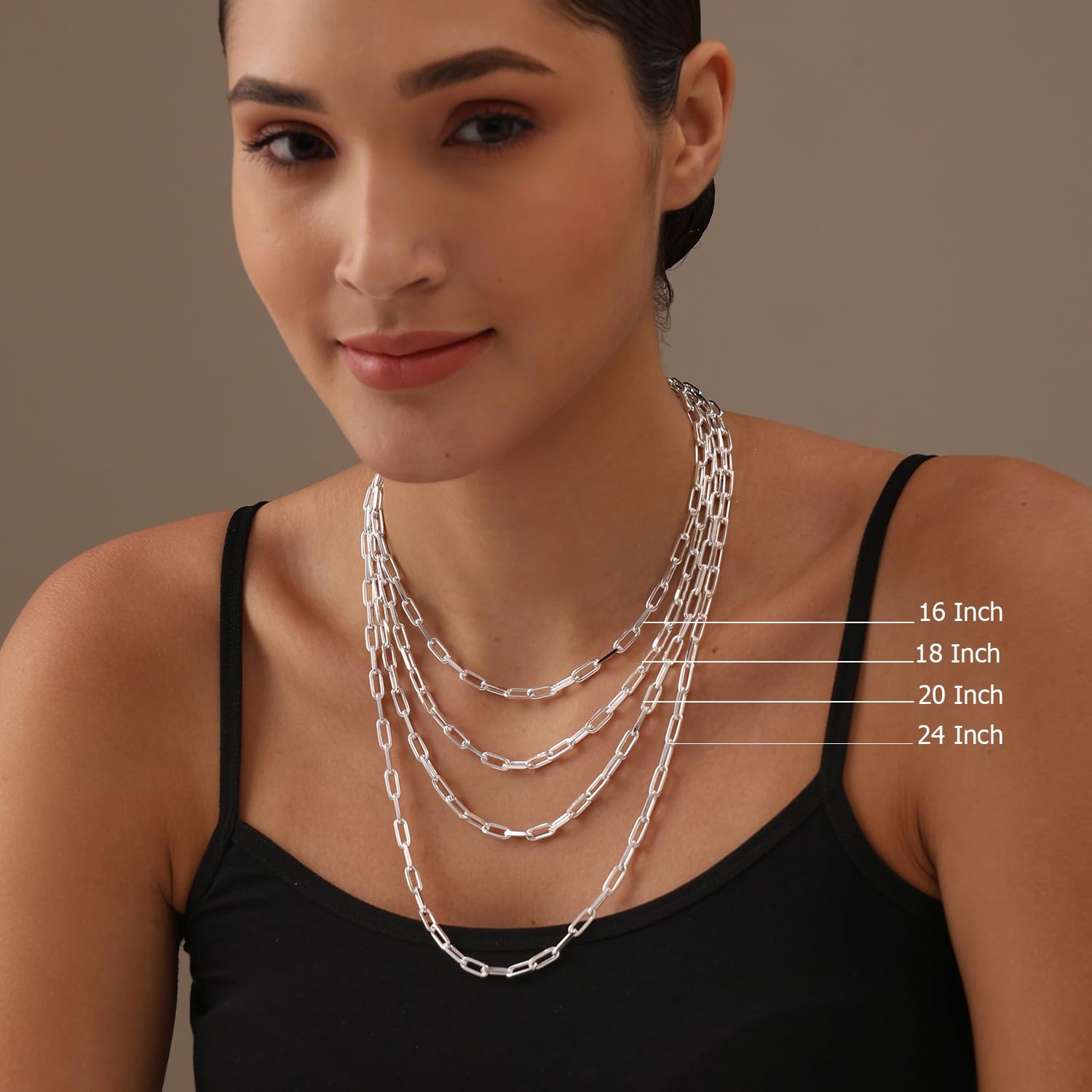LeCalla 925 Sterling Silver Italian 4.5 MM Diamond-Cut PaperClip Link Chain Necklace for Women 18 Inches