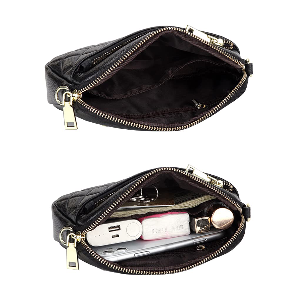 Barsine Small Leather Crossbody Bag for Women Cute Quilted Cellphone Cross Body Purse