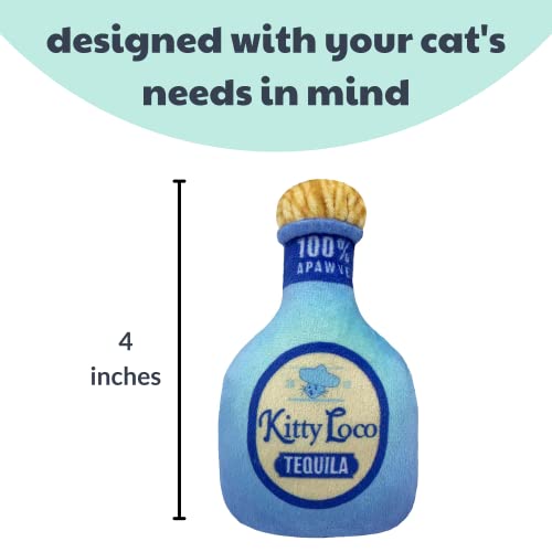 Huxley & Kent Cat Toy | Kitty Loco Tequila | Nappy Hour Strong Catnip Filled Cat Toy | Soft Plush Kitty Toy with Catnip and Crinkle | Kittybelles