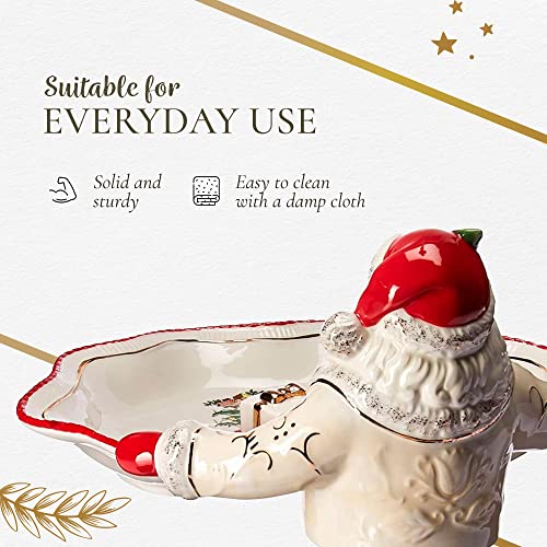 Spode Christmas Tree Gold Collection, Figural Santa Dish, Gold, Holiday Décor, Decoration for Mantel, Candy Bowl, Made of Fine Earthenware, 12.25-Inch