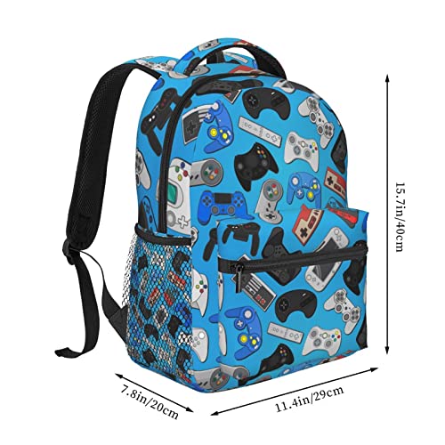 Fiokroo Video Game Controller Background Backpack School Bag For Students Teens Men Women Gaming Theme Laptop Backpacks Travel Daypack Bag With Multiple Pockets