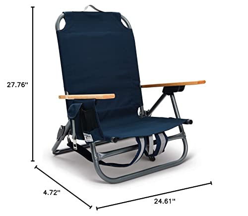 Sport-Brella SunSoul Folding Light-Weight Backpack Beach Chair,Cup Holders|Arm Rest|Foldable, Aluminum, Navy
