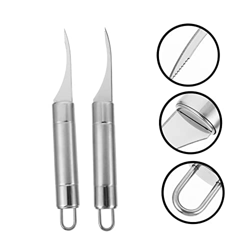 DOITOOL 2pcs Stainless Steel Shrimp Wire Knife Metal Cleaner Prawn Peeler Shrimp Deveiner Crab Shell Peeler Kitchen Seafood Gadget Shrimp Line Cutters Shrimp Peeling Tool Stainless Steel