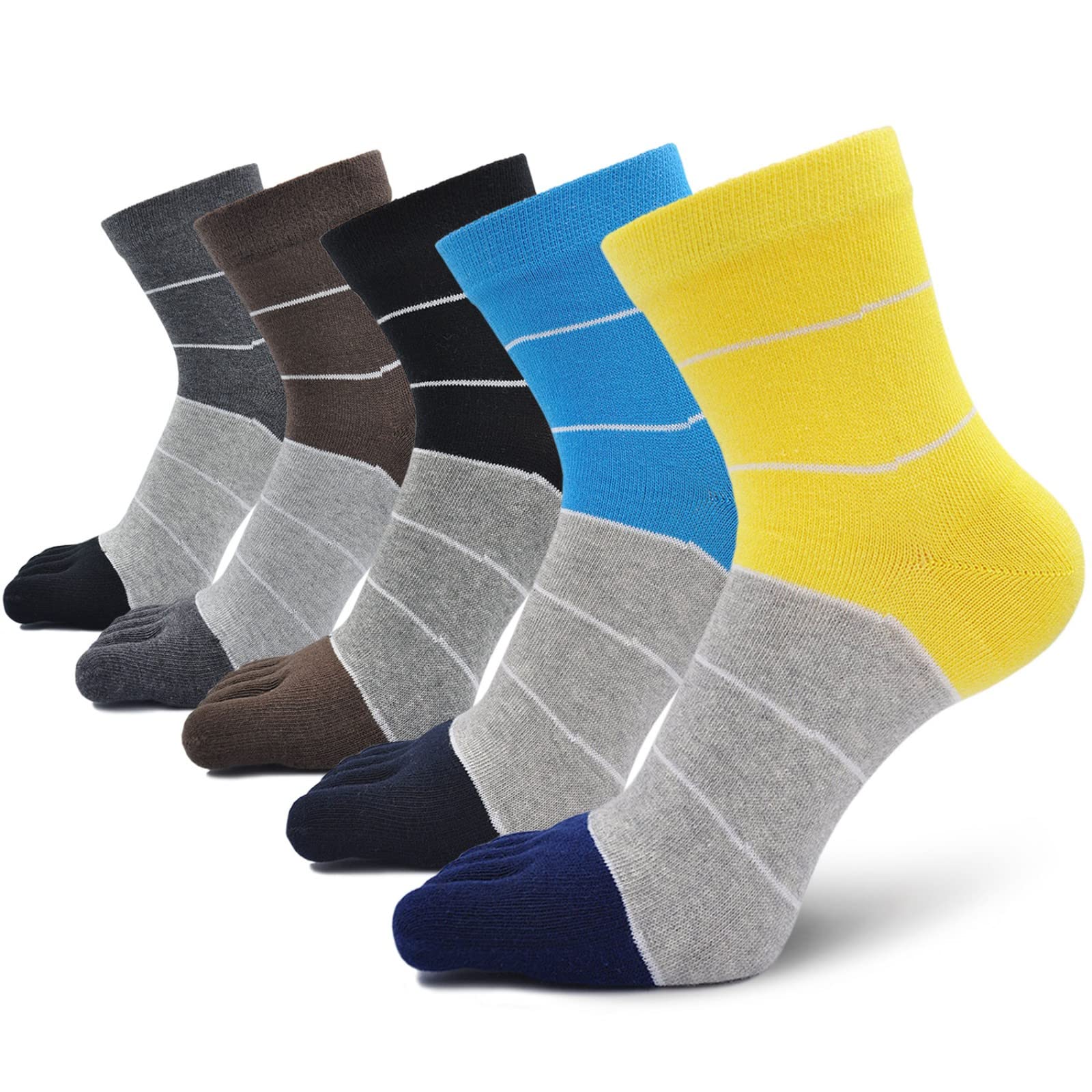 Artfasion Men's Toe Socks Cotton Fun Casual Athletic Running Ankle Five Finger Crew Socks 5 Pair