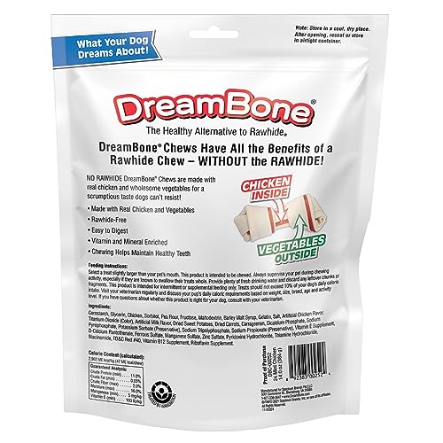 DreamBone Mini Chews With Real Chicken 24 Count, Rawhide-FreeChews For Dogs