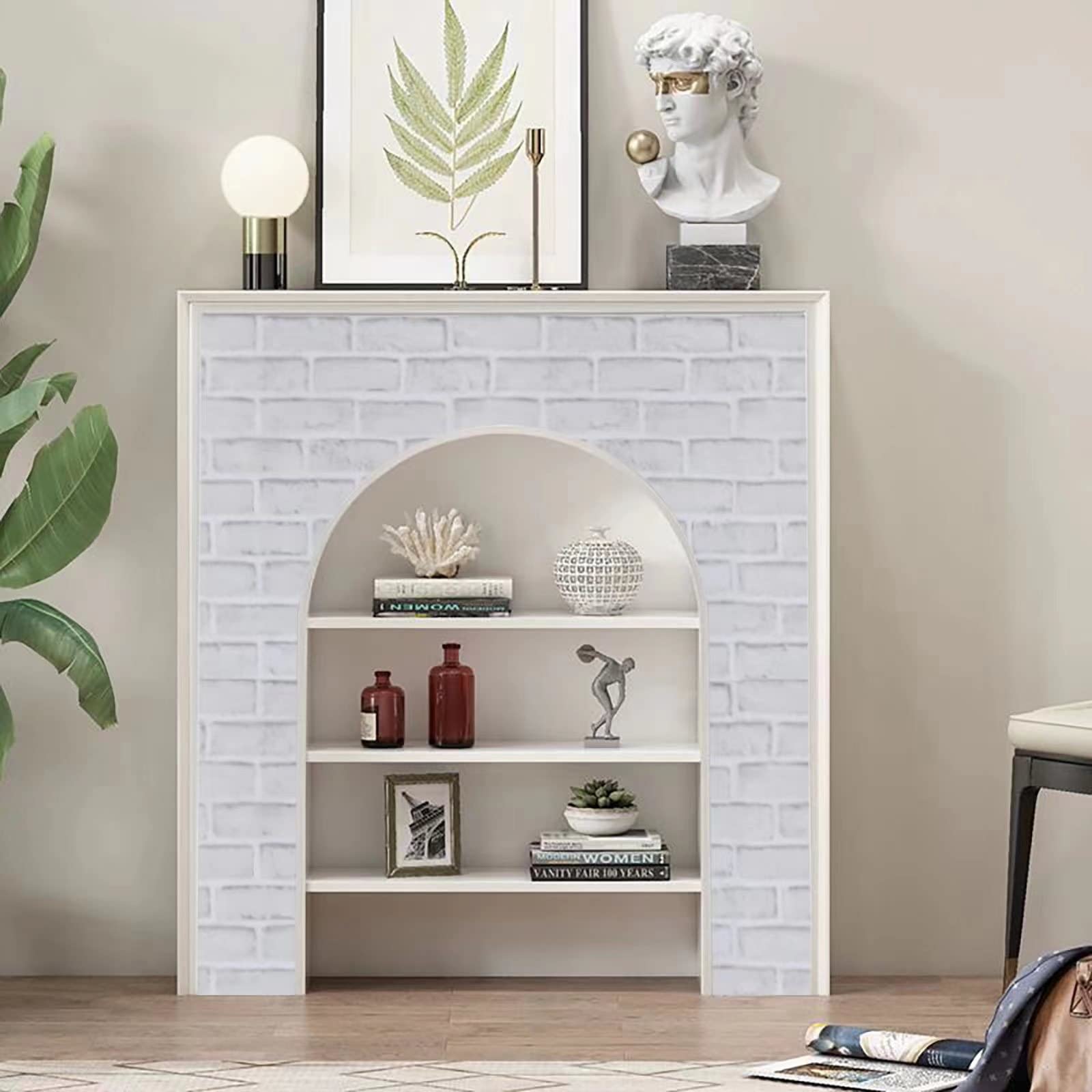 ComShion White Brick Peel and Stick Wallpaper Waterproof Self-Adhesive Faux White Brick Contact Paper for Fireplace Accent Walls Wallpaper Backsplash School 17.7βx118β