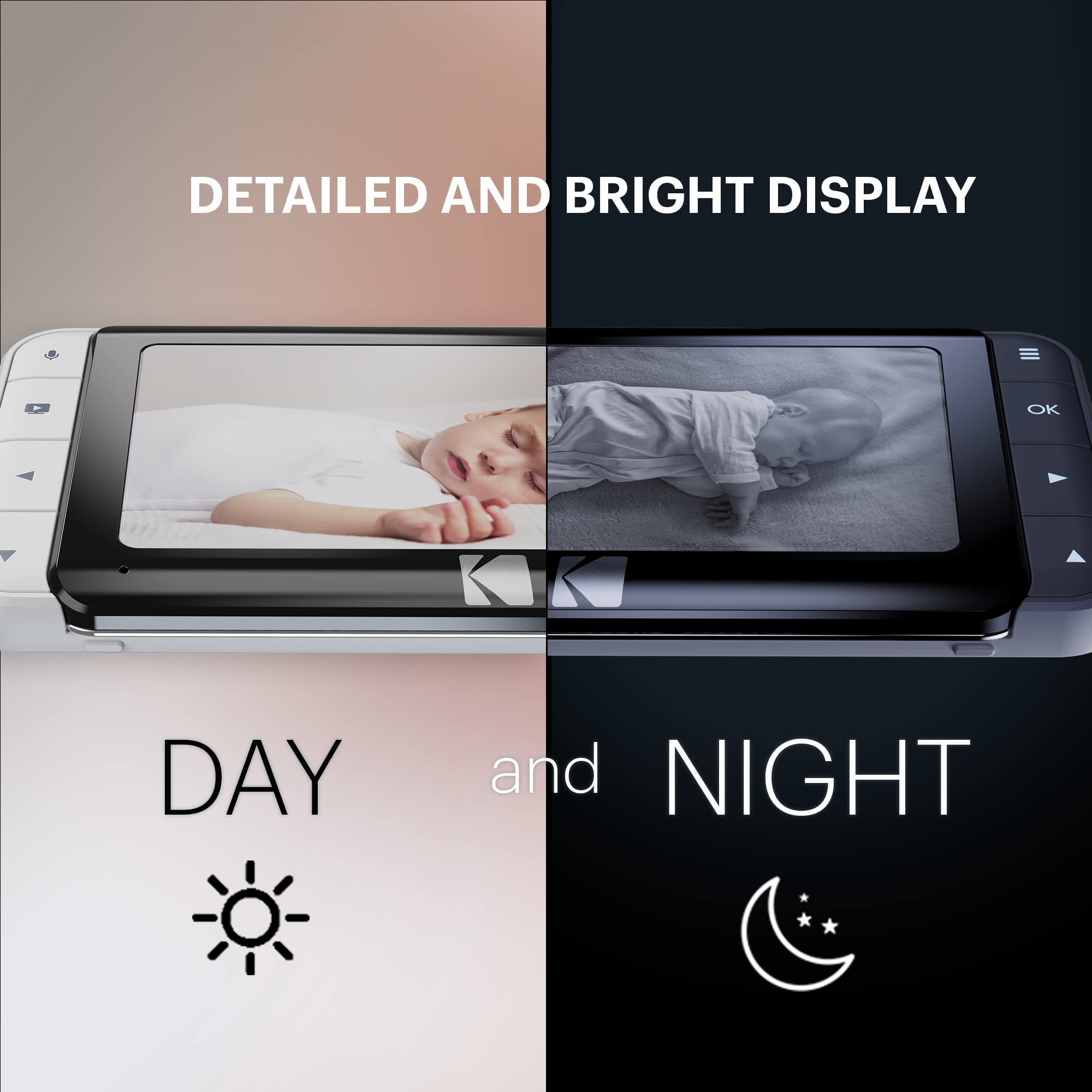 KODAK Cherish C525P Smart Video Baby Monitor, Video for Clear and Confident Check-Ins, User-Friendly Setup and Use and Battery-Life Lasting Through Naptimes or The Whole Night