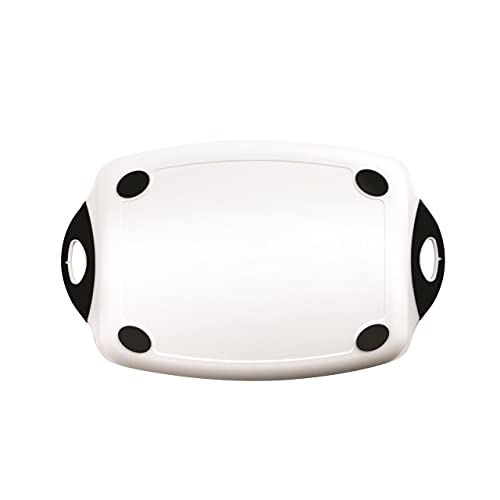 Dexas Chop & Serve Cutting Board, 12.5 by 20 inches, White with Black Handles