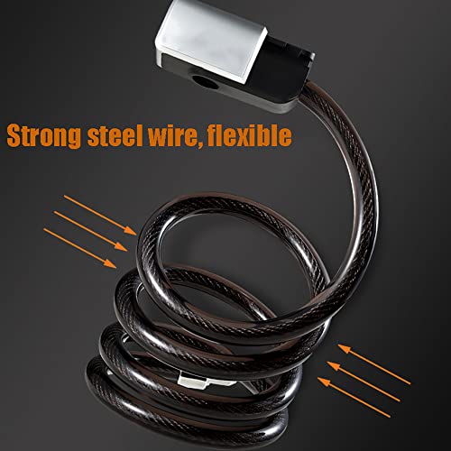 AZPINGPAN Spiral Cable Lock Bicycle Lock 丨 with 2 Keys Super C-Level Lock Core Portable Self-Winding Mountain Bike Accessories Car Lock 丨 Environmentally Friendly PVC Outer Layer