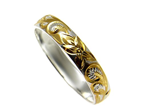 Arthur's Jewelry Yellow gold plated sterling silver 925 Hawaiian plumeria scroll 4mm band ring size 4