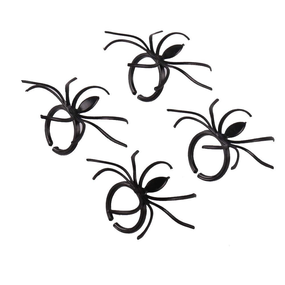 Crazy Night Halloween Spider Rings Plastic Cupcake Topper Halloween Party Favors -144 pcs (Multicolored)