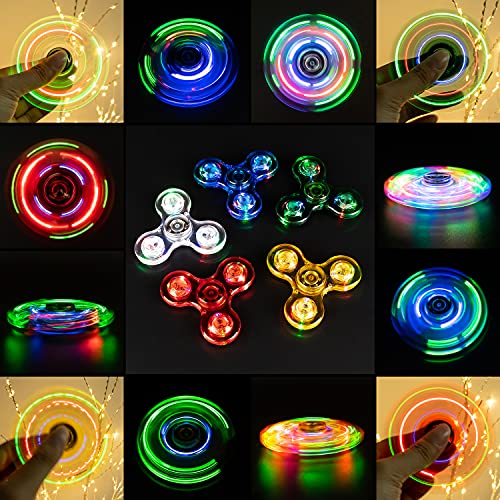 FIGROL 2 Pack Fidget Spinners|LED Light Up Crystal Fidget Spinners for Children|Glow in The Dark Goodie Bag Stuffers Classroom Prizes Return Gifts