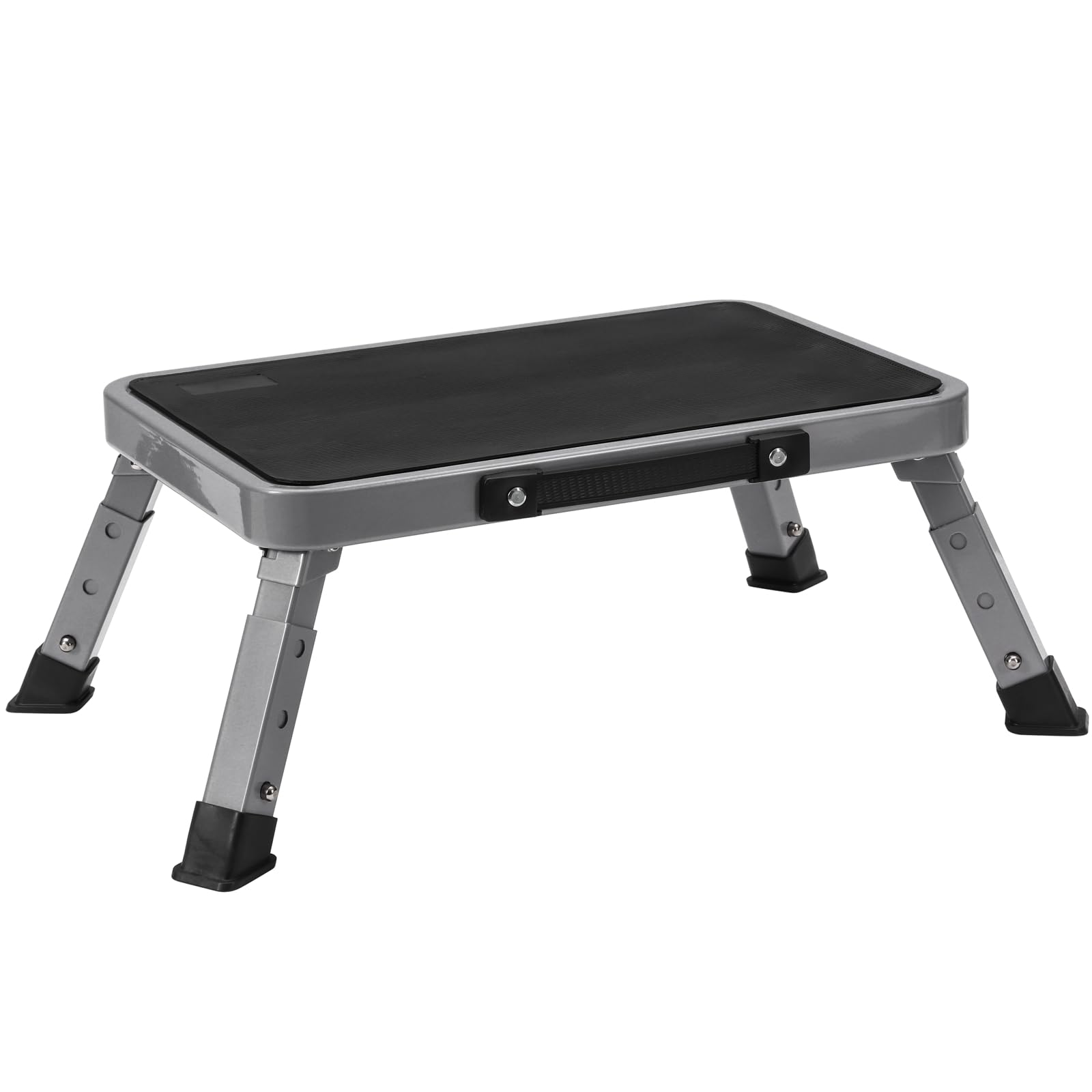 BOCOM One Step Stool, Height-Adjustable Lightweight Portable Folding Small Metal Step Ladder with Handgrip, Non-Slip Platform, Heavy Duty 330 lbs Capacity, for Home, Kitchen, Closet, RV, Adults Kids