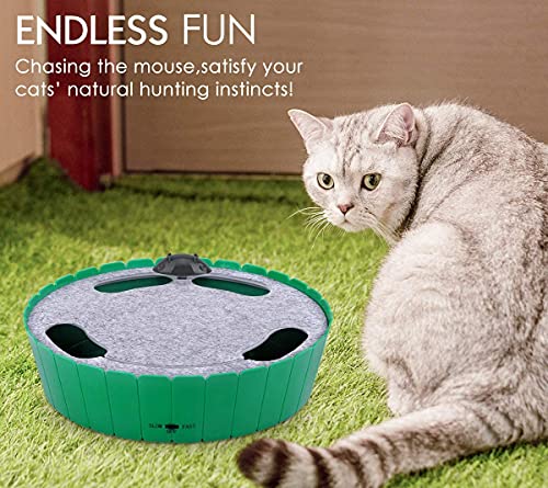 Pawaboo Cat Toy with Running Mouse, Electric Interactive Motion Cat Toy Automatic Rotating Teaser Pop and Play Hide and Seek Hunt Toy for Pet Cat Kitten Play Fun Excercise