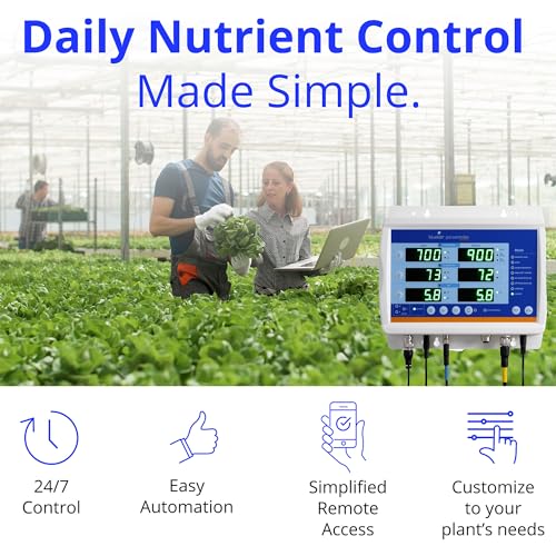 Bluelab CONTPRO Pro Controller for Fully Automated 24/7 Digital Monitor, Dosing, and Data Logging of Hydroponics Reservoir (Base Only, No Pump), includes pH, EC, and temperature probe