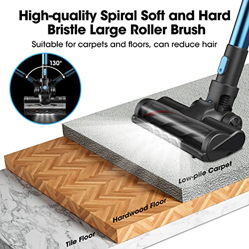 HAIMEEC Cordless Vacuum Cleaner, 6 in 1 Lightweight Stick Vacuum with 24Kpa Powerful Suction 250W Brushless Motor for Pet Hair Carpet Hard Floor Max 50Min Runtime LED Digital Touch Screen,C2