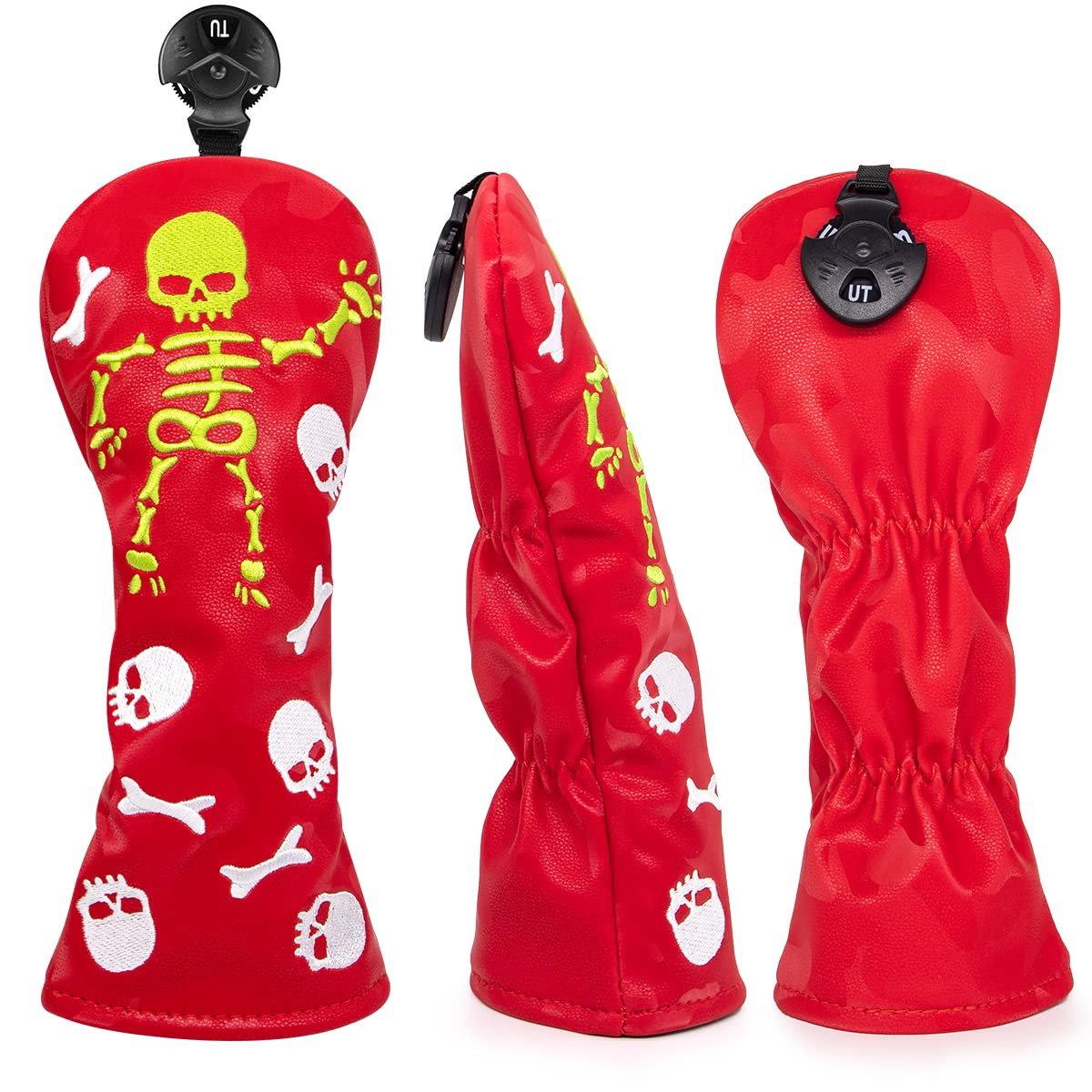 Barudan Golf Driver Head Cover 460cc,Red Skull Golf Driver Headcover for Men Golfer, Synthetic Leather Golf Club Protective Case