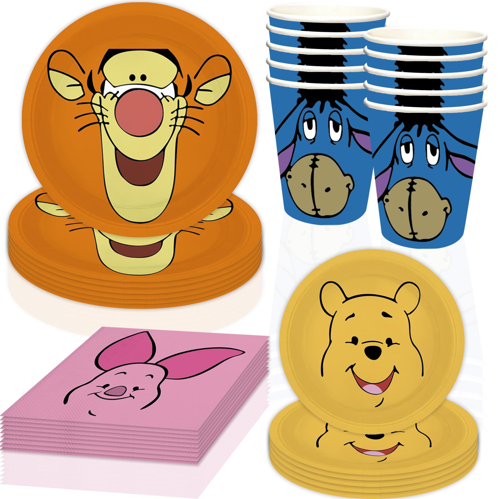 Lacgeir 80 Pcs Classic Winnie Bear Baby Shower Party Supplies Include Plates, Napkins,Cups,for Winnie Bear Party Decorations Supplies