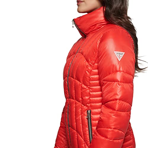 GUESS Fall, Puffer, Quilted Jackets for Women, HOT Crimson, Large