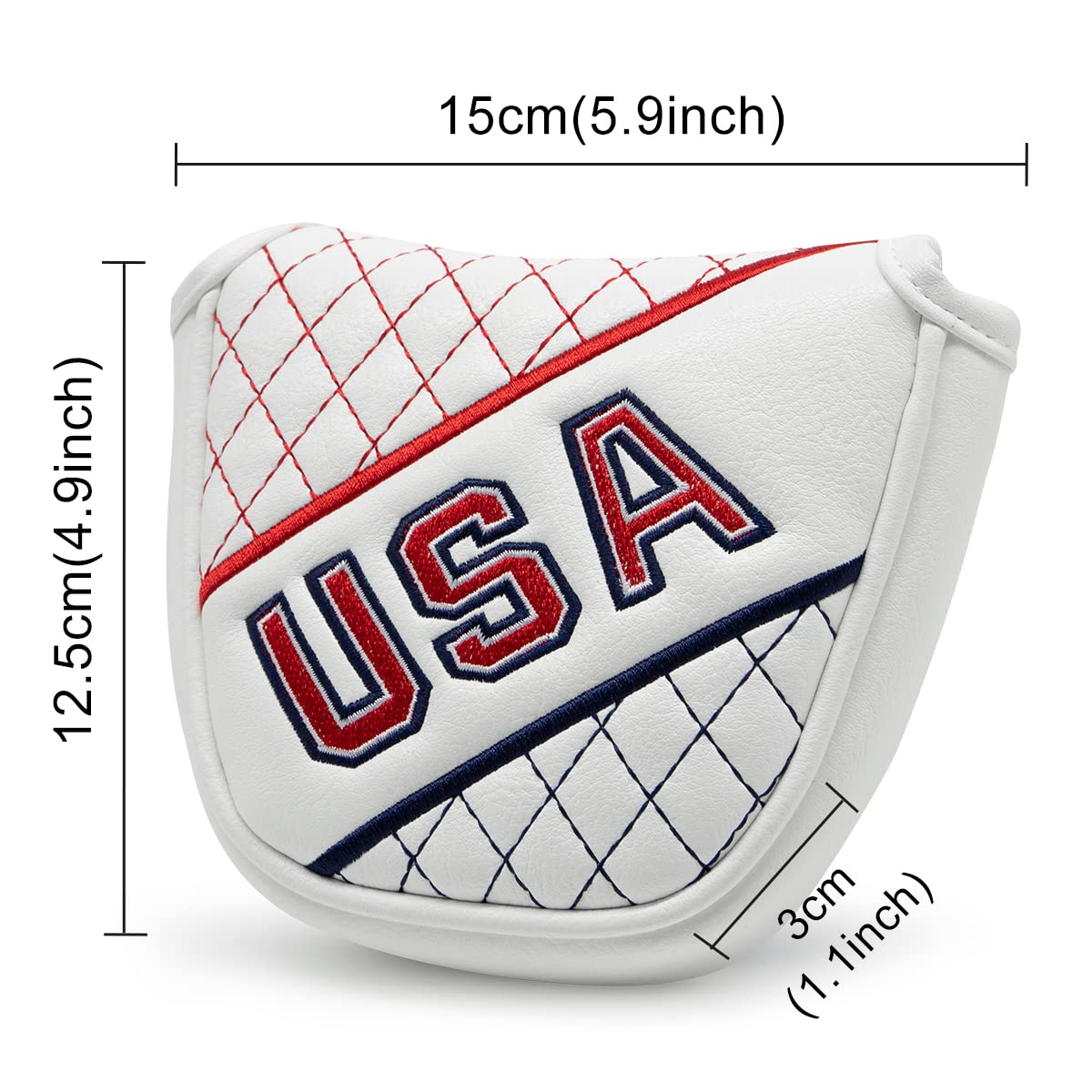 Barudan Golf Mallet Putter Headcover Magnetic Closure - USA - Patriotic Putter Cover Mallet - Synthetic Leather Golf Putter Head Covers Mallet