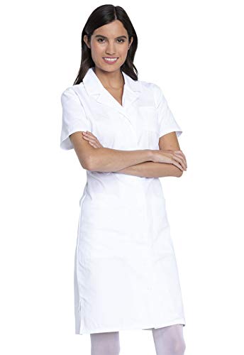 Dickies womens Button Front medical scrubs dresses, White, Large US