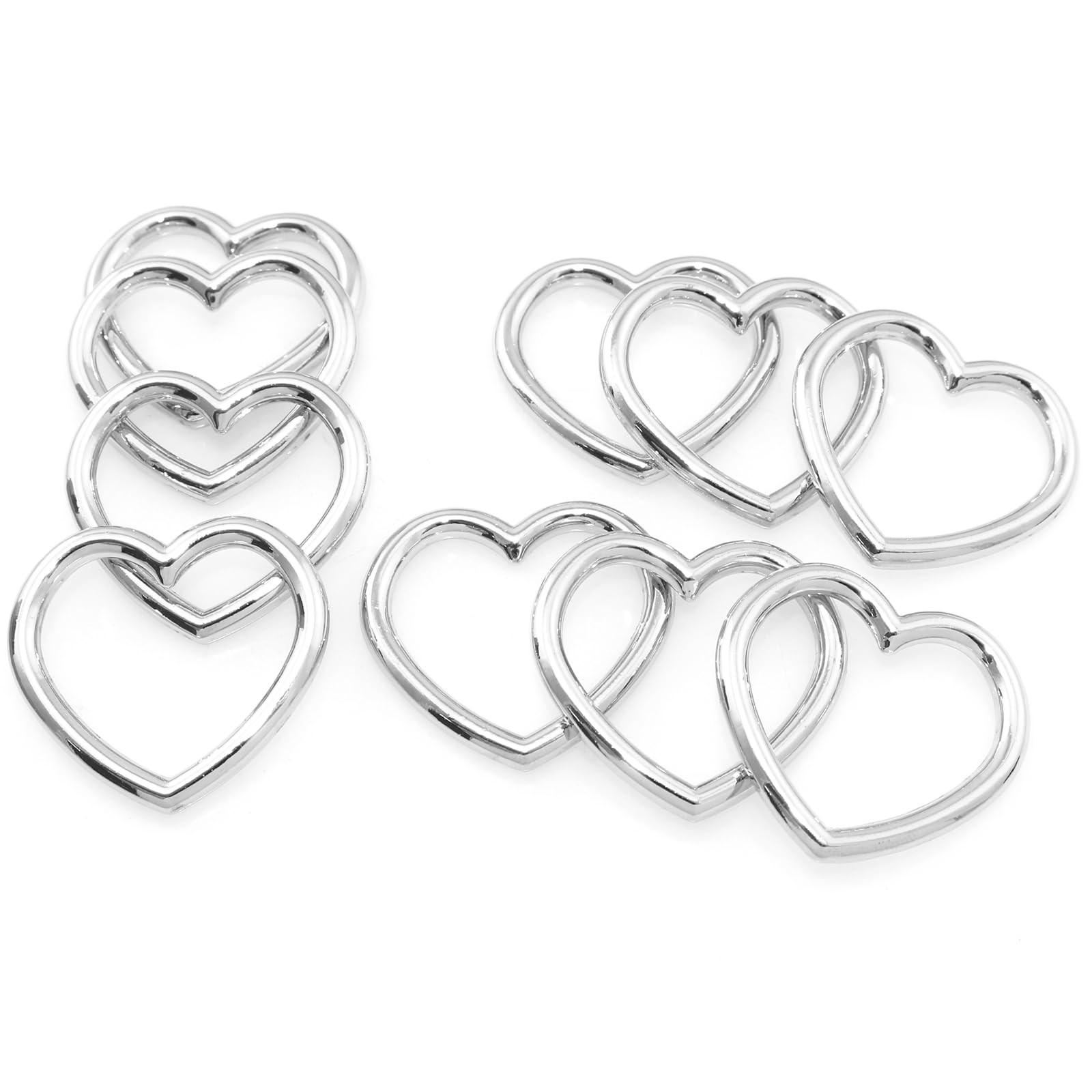 Lind Kitchen 10PCS Heart Shape Hollow Heart Shape Metal Craft Ring Buckle Gothic Accessory for Punk Leather Choker Necklaces, Silver