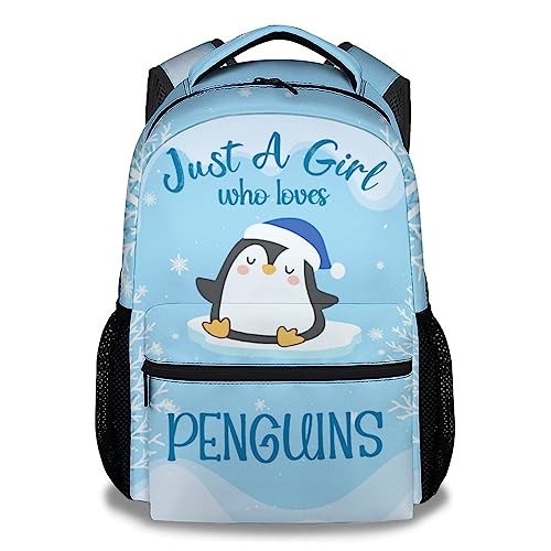 CUNEXTTIME Penguin Backpack for Girls Boys, 16 Inch Blue Backpacks for School, Cute Lightweight Durable Bookbag for Kids