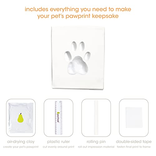 Pearhead Dog or Cat Pawprint Tabletop Photo Frame With Clay Imprint Kit, Tabletop Pet Keepsake Picture Frame, Paw Print Making Kit Included, 4" x 6" Photo Insert, Espresso