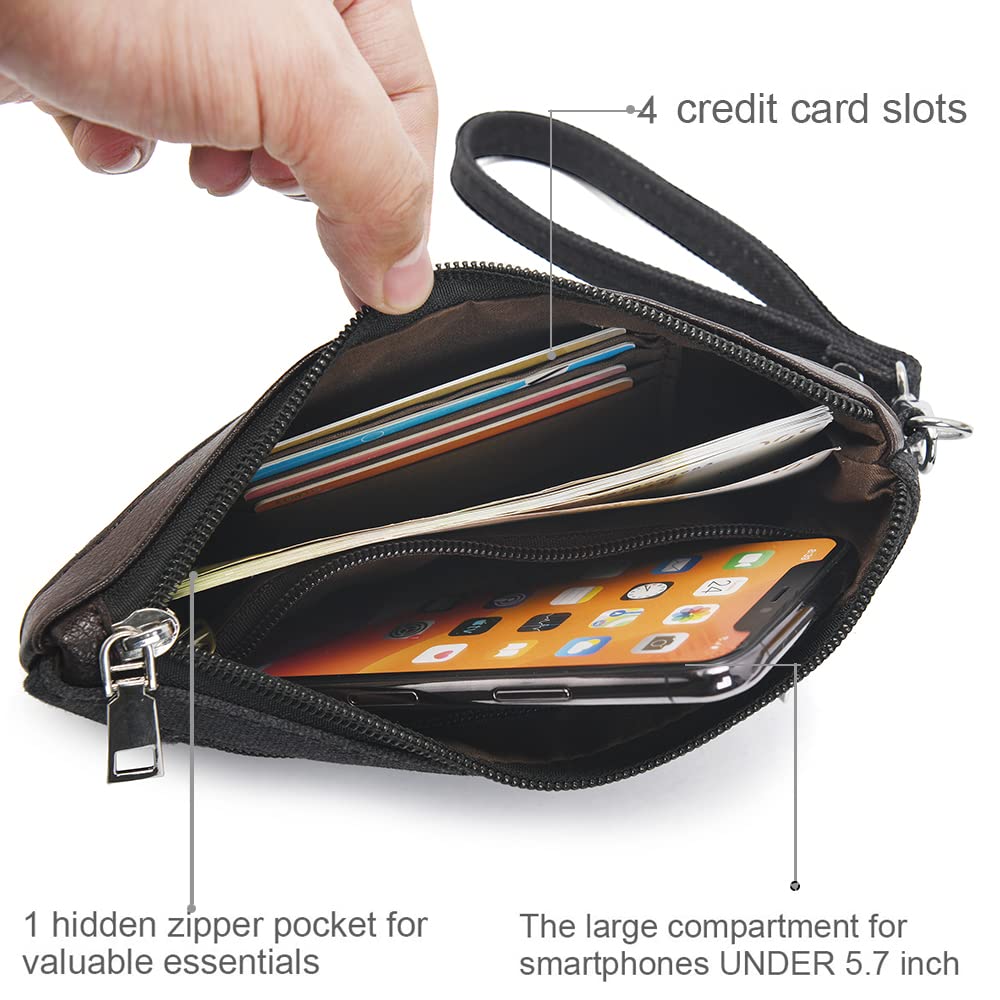 Lecxci Canvas Wristlets Bag Clutch Purses Wallet Slim Credit Card Holder Clutch with Removable Strap Cell Phone Wallet (Colorbloc-1)