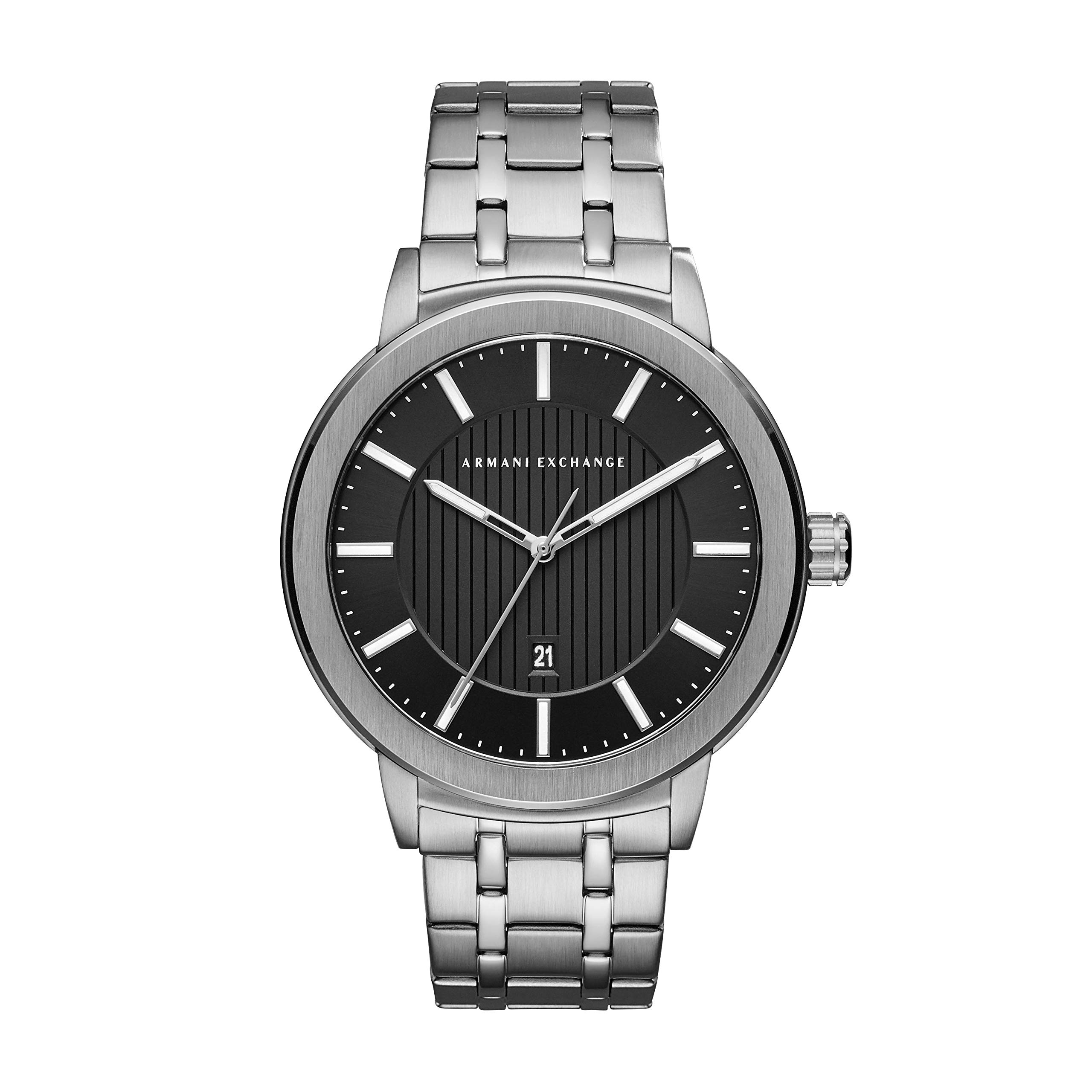 Armani Exchange Men's Three-Hand Date Silver-Tone Stainless Steel Watch AX1455