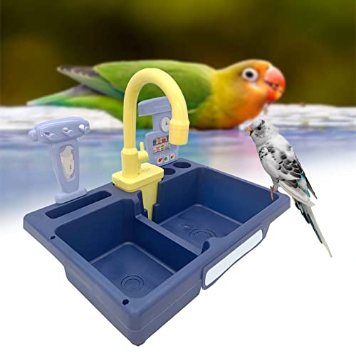 Hamiledyi Parrot Automatic Bath Tub,Pet Parrots Bathing,Bird Bathtub Parrot Shower with Faucet Multifunctional Bath Box for Cockatiel Parakeet Finch Canary and Small Medium Birds