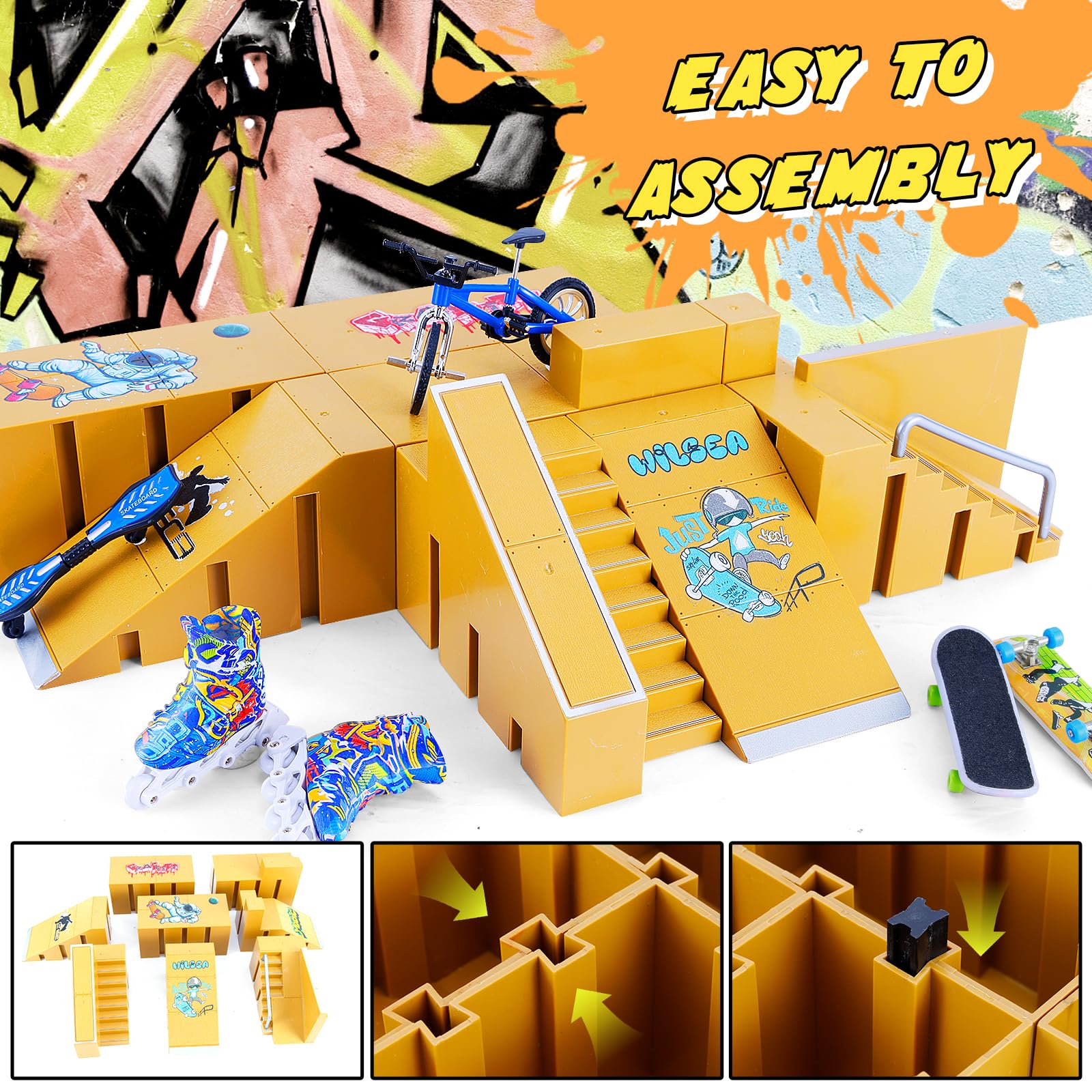 Finger Skateboard Skateparks ramp 8- in-1 kit Sets,Fingerboard Obstacles,Deck Ramps Mini Finger Skateboard Park kit, Finger Skateboards for Kids Birthday Toys etc
