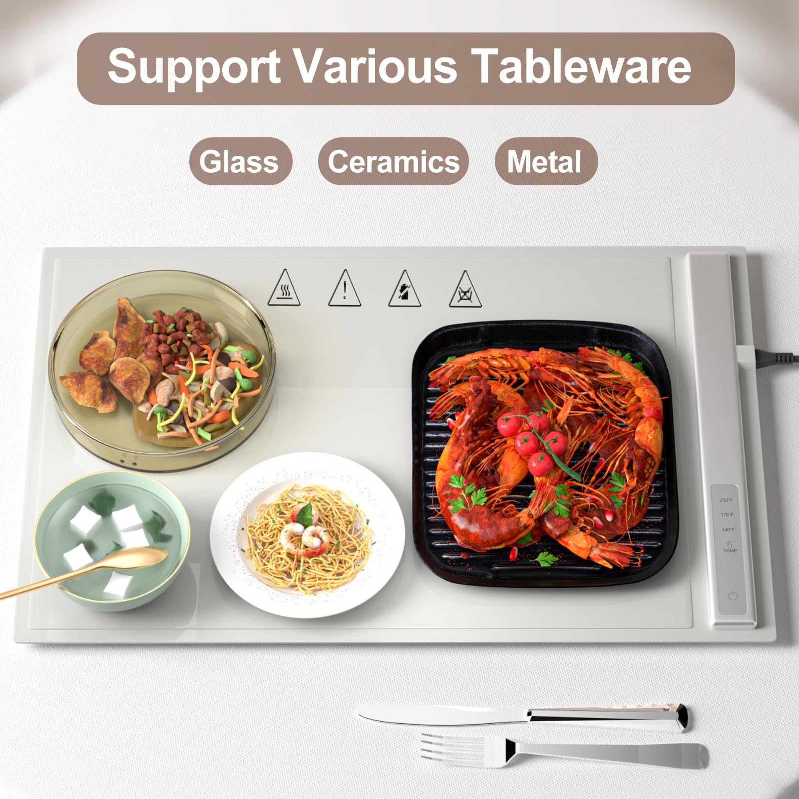 Generic Food Warmer Mat - The Ultimate Solution for Keeping Your Food Warm | Premium Warming Mat, Perfect for Dining Table | Reusable & Safe | Keep Meals Hot | Food Heating Made Easy-Gray