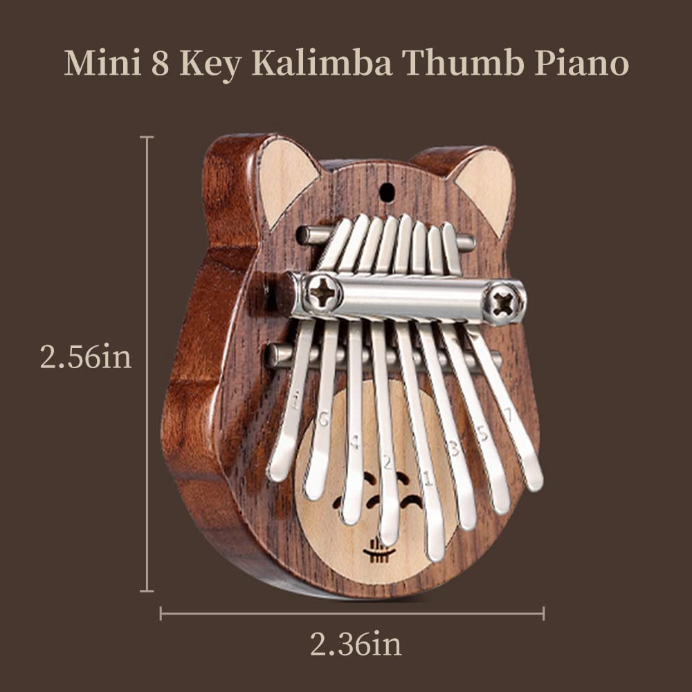 Atnawic 8 Key Mini Kalimba Thumb Piano Portable Finger Piano with Lanyards Solid Wood Thumb Piano Marimba Instrument Musical Gift for Kids Adults Beginners