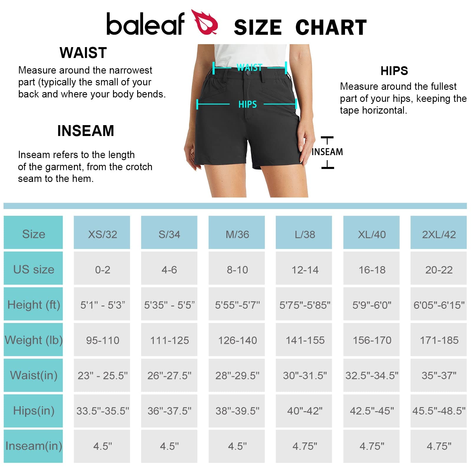 BALEAF Women's Golf Shorts Stretch 4.5" Quick Dry Mesh Breathable Hiking Spandex Active with Pockets Athletic Black Size M