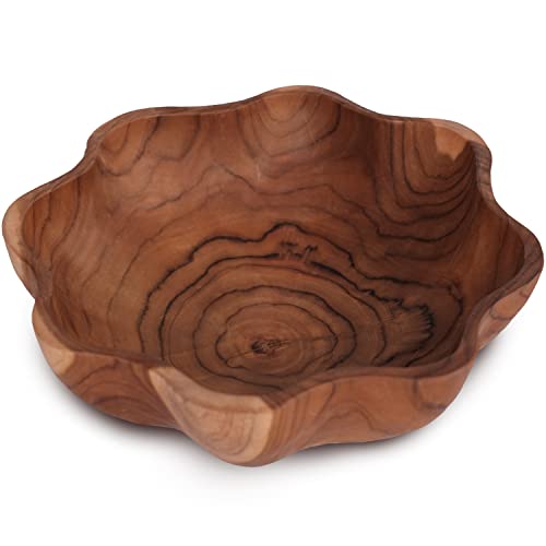 Curawood Teak Root Bowl for Distinctive Decor - Authentic Artisan Handcrafted Wooden Bowls for Food - Wooden Decorative Bowl for Tabletop Display - Serving Wooden Fruit Bowl for Kitchen Counter - 12"