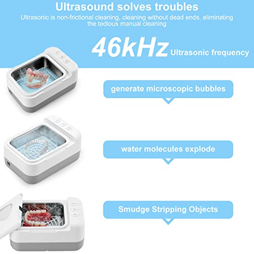BlumWay Ultrasonic Denture Cleaner 200ml False Teeth Cleaning Machine, Very Safe Simple and Efficient Denture Cleaning Device for Old Parents Thoughtful Gifts