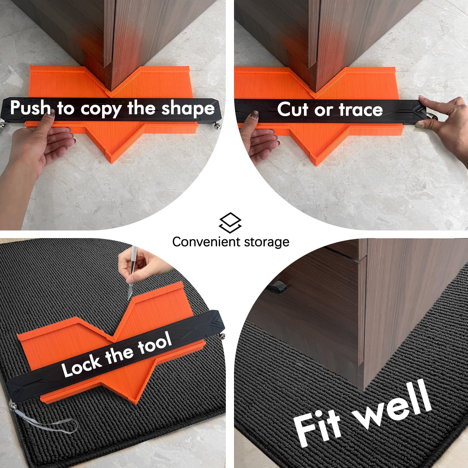 BlazeTech 12"& 5" Contour Gauge Tool - Super Gauge Shape and Outline Tool with Lock,Measuring Tools Precisely Copy Irregular Shape Duplicator for Flooring, Carpenter, Construction,Title,Corner