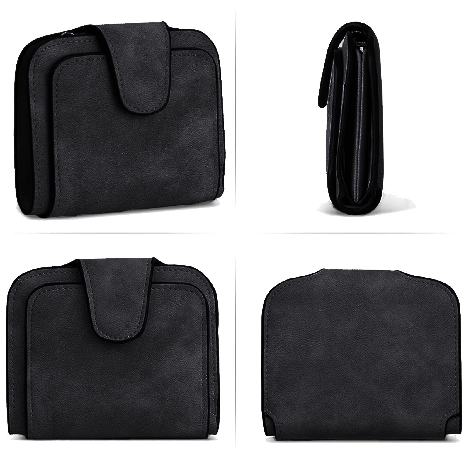 KELEEL Small Wallet for Women RFID Blocking Genuine Leather Bifold Wallet Zipper Coin Pocket Credit Card Holder Purse with ID Window