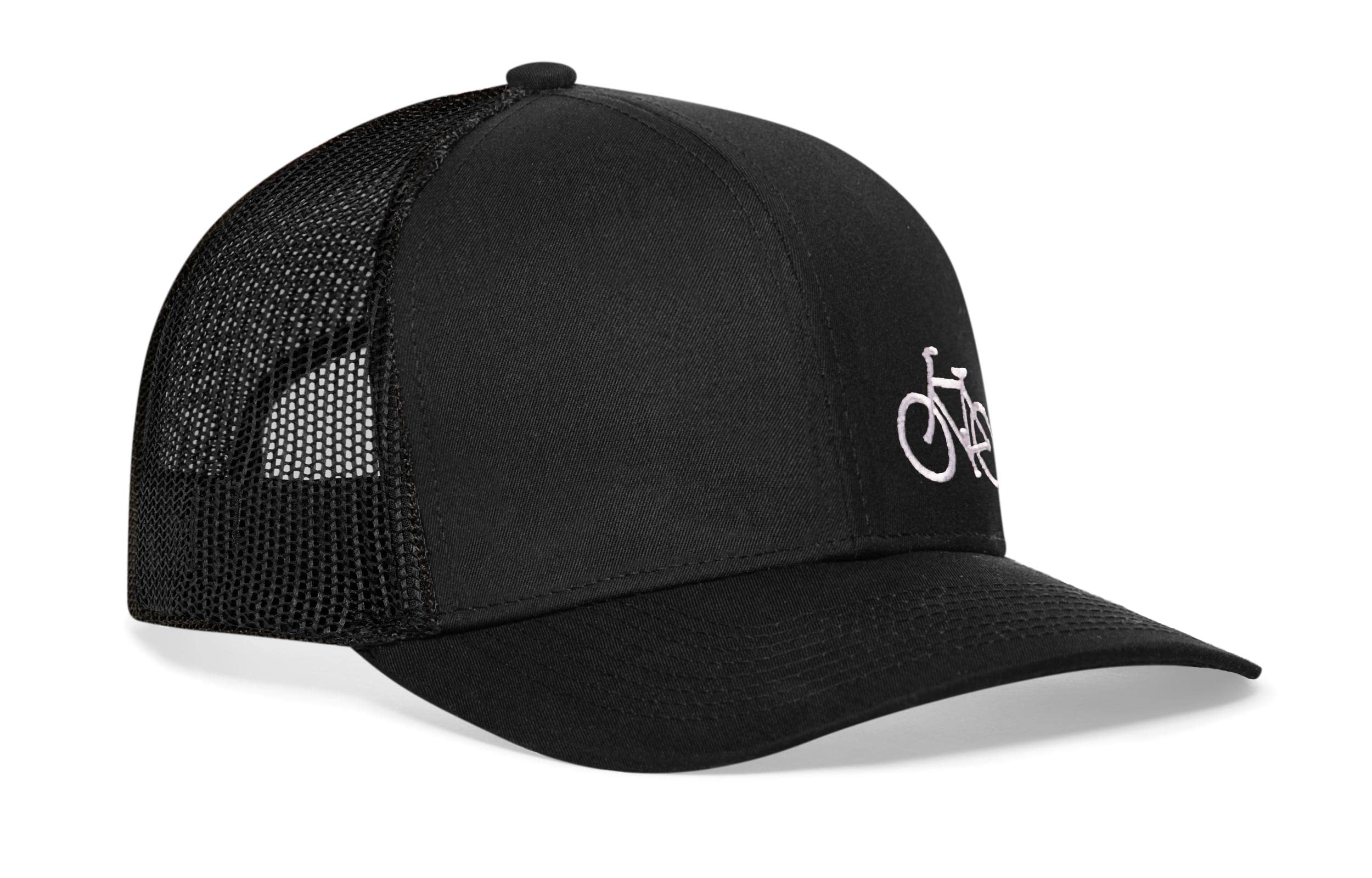 HAKA Bicycle Embroidered Trucker Hat, Bike Hat Outdoor Hat for Men & Women, Adjustable Baseball Cap, Mesh Snapback, Golf Hat Black