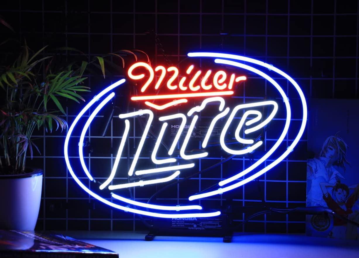Mirsne Neon Light Signs, 17 Inch Bar Beer Neon Signs, Handmade Glass Neon Signs, Unique Neon Bar Beer Signs for Mancave Bedroom Home Bar. (Multi-Colored 1)